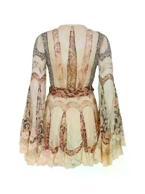 Zimmermann Valiant Panelled Wrap Mini Dress - Brown
