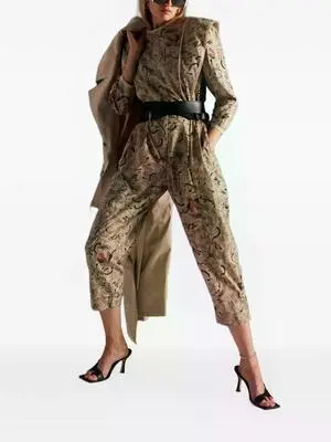 MARIA CHER Floral-print Tapered Trousers - Black