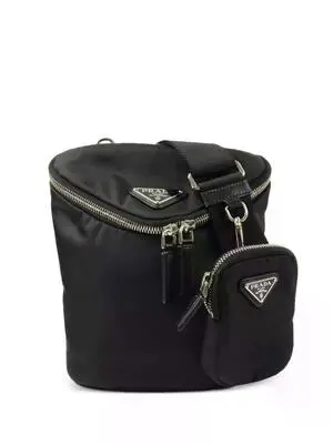 Prada Triangle Logo Shoulder Bag - Black