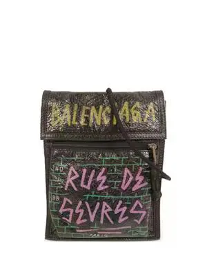 Balenciaga Graffiti Explorer Cross Body Bag - Black