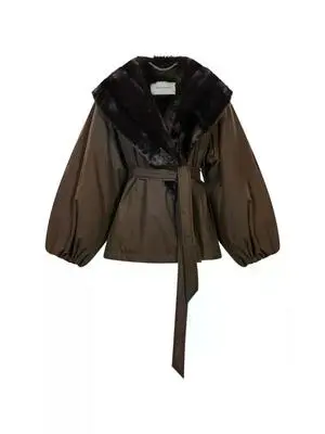 Magda Butrym Faux-fur Collar Belted Jacket - Brown