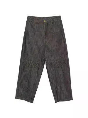 HOUSE OF ERRORS Eye-patchwork Wide-leg Jeans - Blue