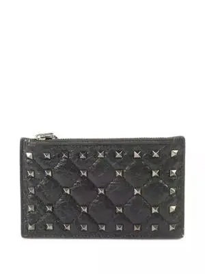 Valentino Garavani Rockstud Spike Quilted Card Case - Black