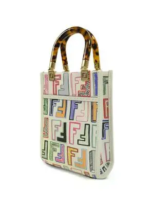 Fendi Mini Sunshine Shopper Leather Tote Bag - Neutrals