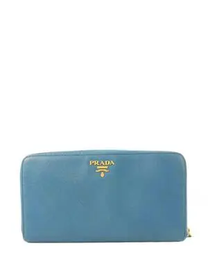 Prada Saffiano Leather Long Wallet - Blue