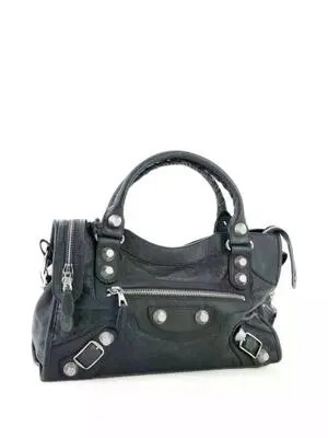 Balenciaga City Giant Studs Bag Leather Medium Satchel - Grey