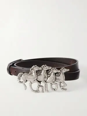 Chloé Running Horses Embellished Leather Belt - Black
