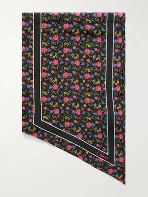 Chloé Folk Floral-printed Silk-crepe Scarf - Multi