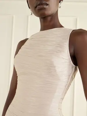 MARMAR HALIM Sleeveless Gathered Pleated Chiffon Gown
