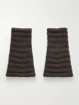 LISA YANG Zarie Ribbed Cashmere Fingerless Gloves - Brown