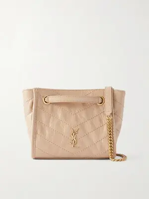 Saint Laurent Niki Matelassé Crinkled-leather Shoulder Bag - Neutrals