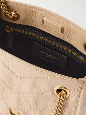 Saint Laurent Niki Matelassé Crinkled-leather Shoulder Bag