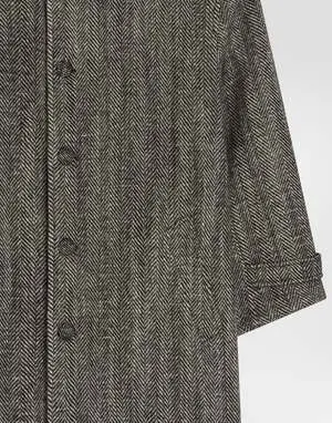 Dolce & Gabbana Single-breasted Wool Blend Chevron Coat Coats And Jackets Animal Print