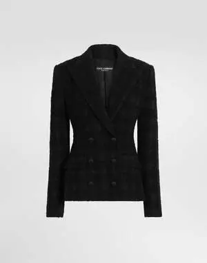 Dolce & Gabbana Double-breasted Wool-blend Check Bouclé Jacket Collection