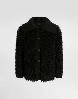 Dolce & Gabbana Fur-effect Knit Cardigan Sweaters And Cardigans - Black