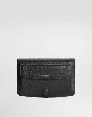 Dolce & Gabbana Ostrich Leather Clutch Briefcase And Clutches - Black