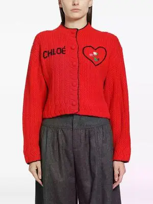 Chloé Logo-embroidered Heart-motif Cardigan