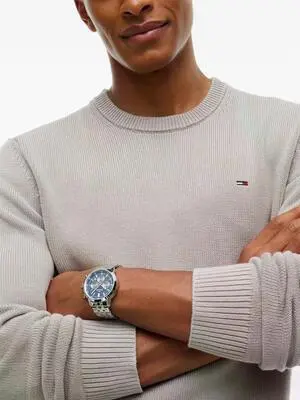 Tommy Hilfiger Tommy-flag Ribbed-knit Sweater - Neutrals