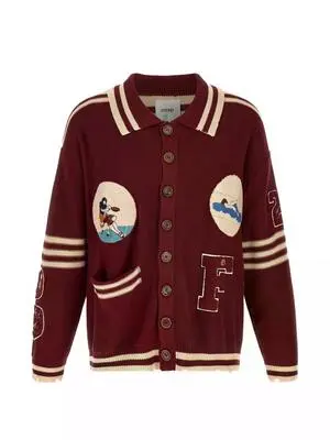 FOUND Fin Varsity Patch Cardigan - Red