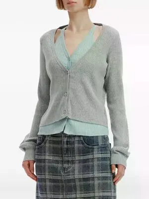 B+AB Ribbed-knit Layered Cardigan