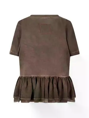 UMA WANG Ruffled-hem T-shirt - Brown