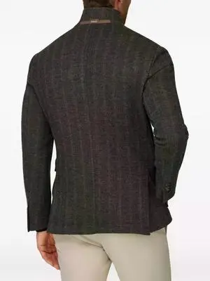 Boggi Milano Peacoat Herringbone In Wool And Cotton