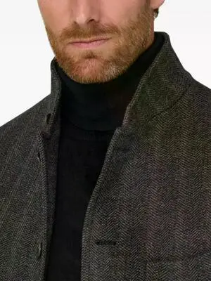 Boggi Milano Peacoat Herringbone In Wool And Cotton
