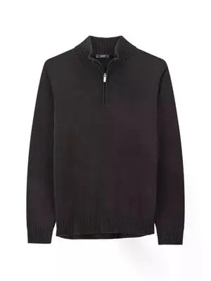 Boggi Milano Roll-neck Jumper Quarter-zip Superfine Merino Wool - Brown