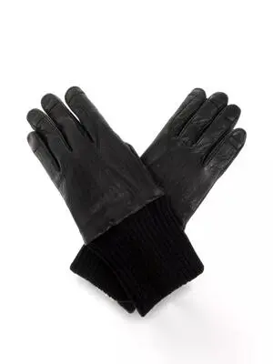 Rick Owens Ribbed-cuff Leather Gloves - Black