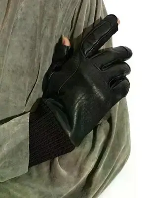 Rick Owens Ribbed-cuff Leather Gloves