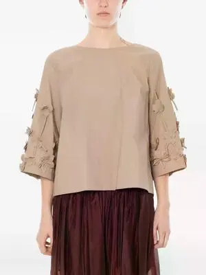 MEIMEIJ Flower-appliqué Blouse - Neutrals