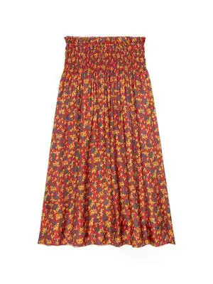 The Great. Midi The Canary Floral-print Silk Skirt