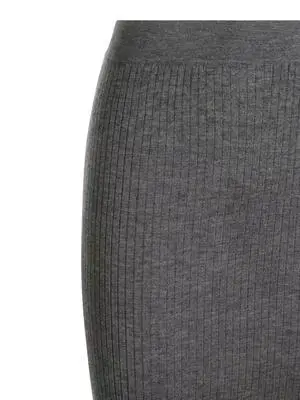 Malo Ribbed-knit Front-slit Midi Skirt