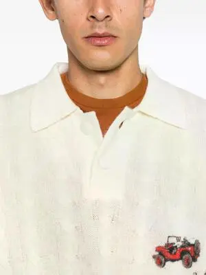 HOUSE OF ERRORS Cable-knit Graphic-print Polo Shirt