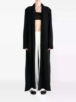 Frenckenberger Shawl-collar Open-front Cardigan - Black