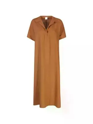 Eleventy Short-sleeve Linen Maxi Dress - Brown