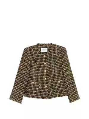 ANDIATA Frayed-edge Tweed Jacket - Brown