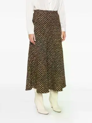 ANDIATA Tweed Midi Skirt - Brown