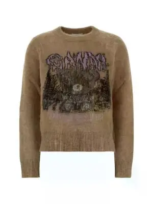 GANNI Brushed-knit Teddy Sweater