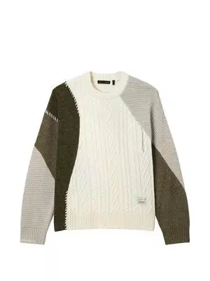 FIVE CM Cable-knit Patchwork Sweater - Neutrals