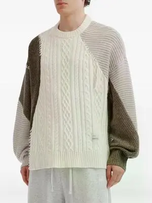 FIVE CM Cable-knit Patchwork Sweater