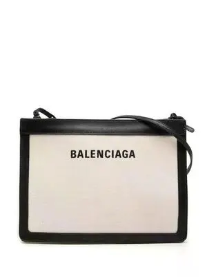 Balenciaga 2010-2020 Canvas Navy Pochette Crossbody Bag - Black