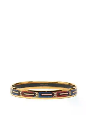 Hermès 20th Century Narrow Belt Print Enamel Bangle 62 Costume Bracelet