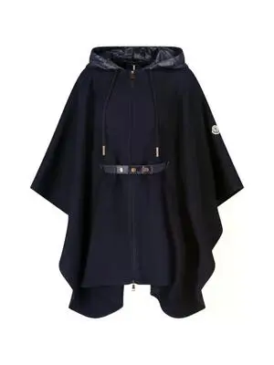 Moncler Belted Hooded Cape Jacket