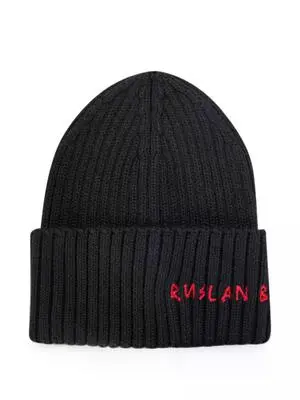 Ruslan Baginskiy Logo-embroidered Ribbed Beanie Hat - Black