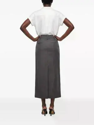 Brunello Cucinelli Midi High-waisted Front-slit Skirt