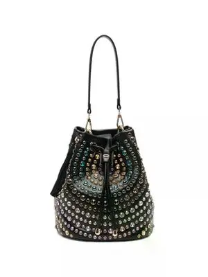 LA CARRIE Stud-embellished Leather Bucket Bag - Black