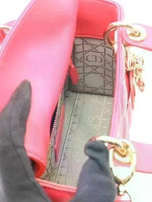 Dior 2000-2026 Mini Lambskin Cannage Lady Satchel - Pink