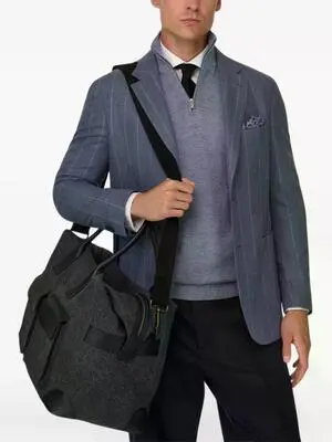 Boggi Milano Duffle Bag In Leather And Wool Blend