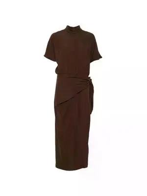 RAME Draped Mock-neck Midi Dress - Brown